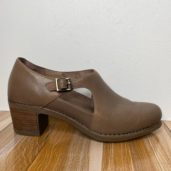 Dansko | Shoes | Dansko Brown Leather Wedge Heel Strap Bootie Ankle ...